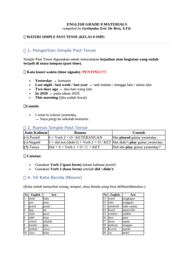 English Grade 8 Material | PDF