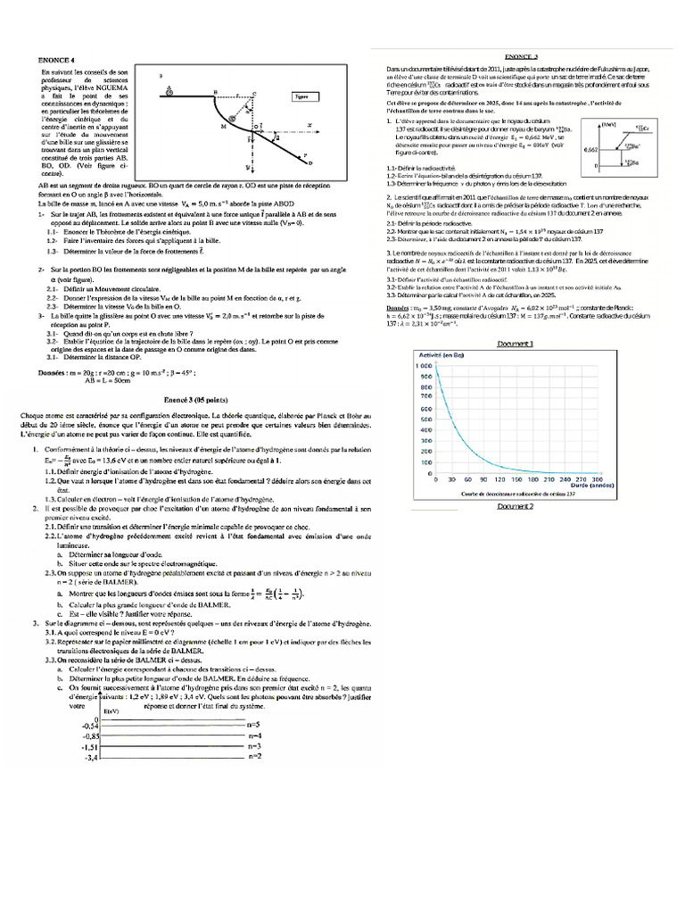 TD 1 Niveau d'Energie Et Dynamique | PDF