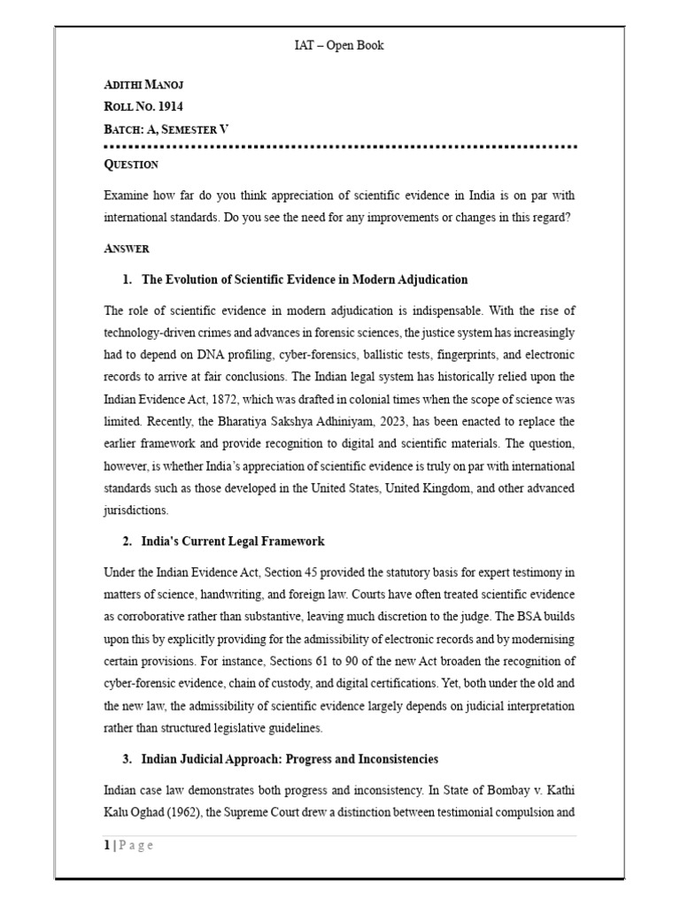 India's Scientific Evidence Standards | PDF | Expert Witness | Daubert ...