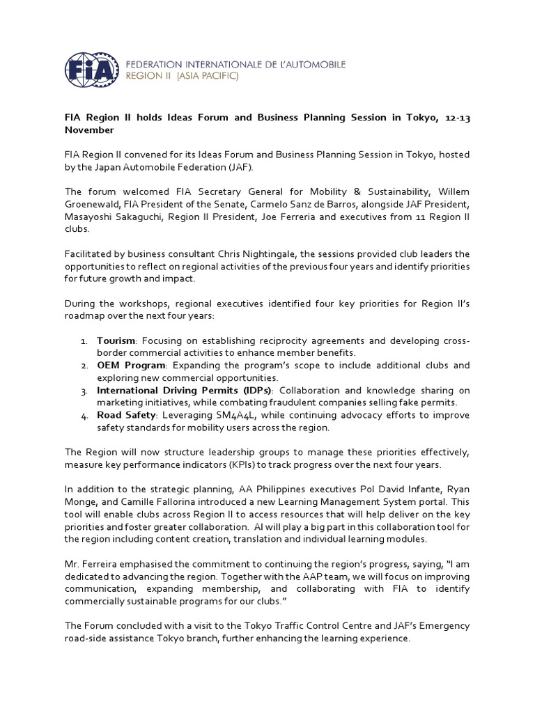 FIA RII Ideas Forum Summary | PDF