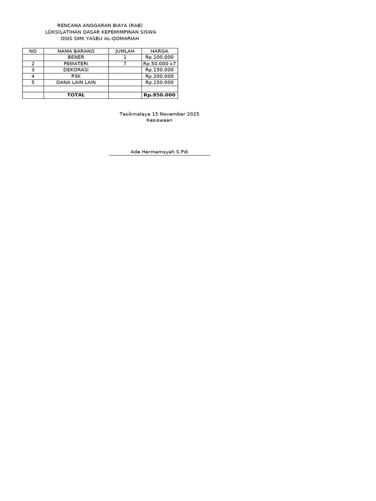 Rab Osis 2025 | PDF