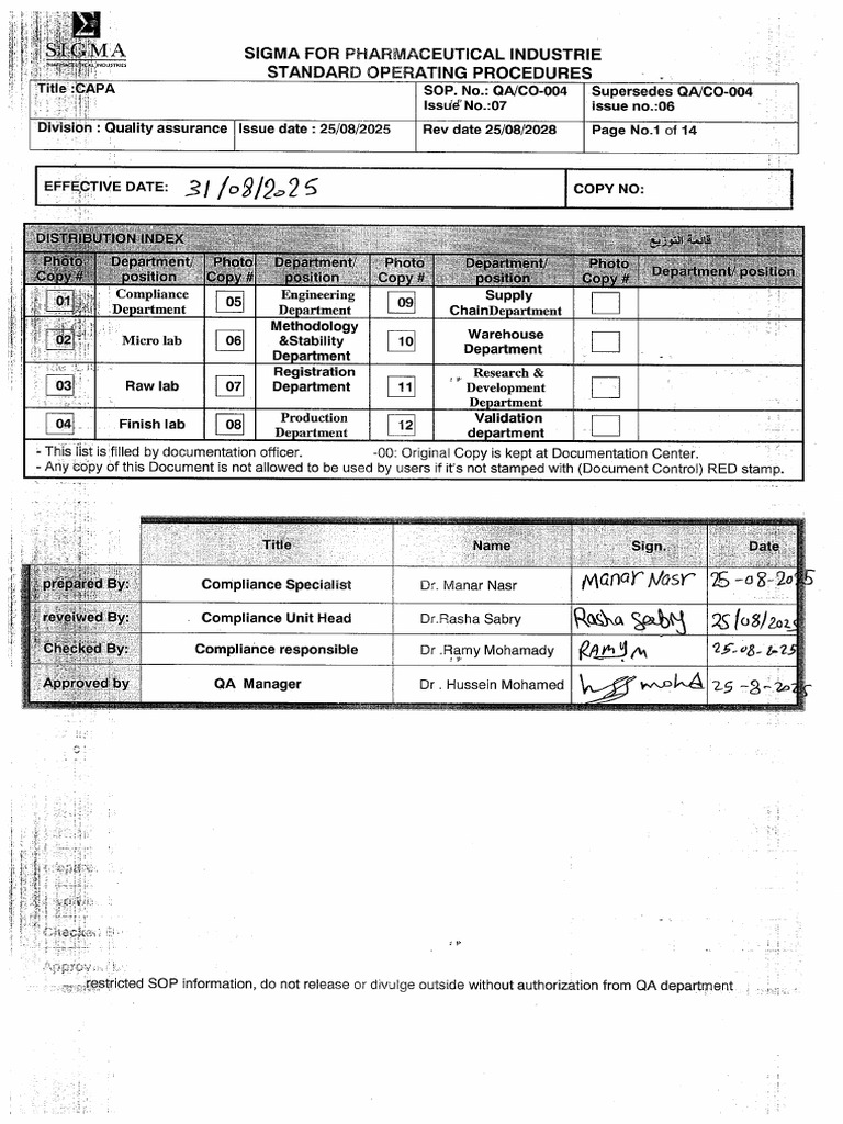 Qa-co-004 is 07 Capa Sop | PDF