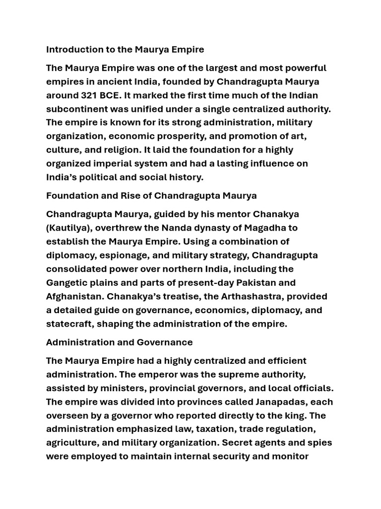 Introduction To The Maurya Empire | PDF | Ashoka
