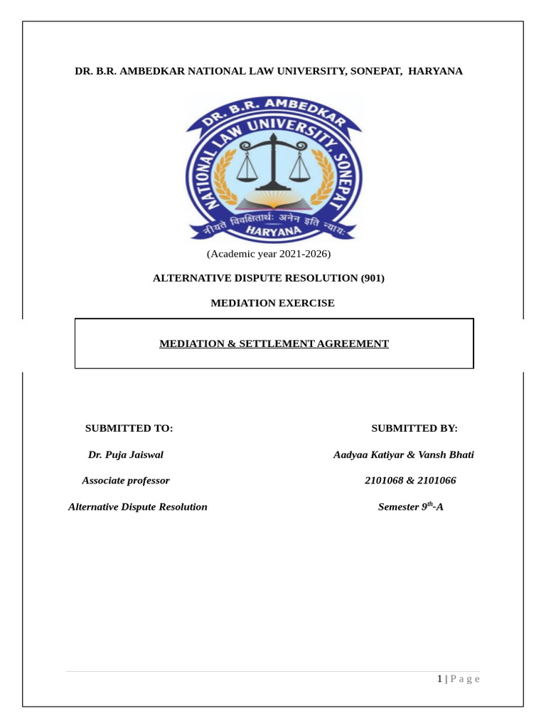 Mediation Agreement | PDF | Mediation | Breach Of Contract