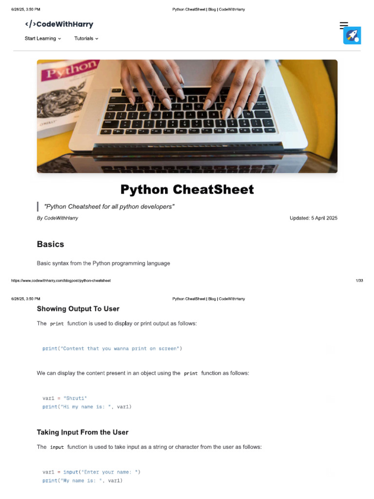 Cheet Sheet | PDF