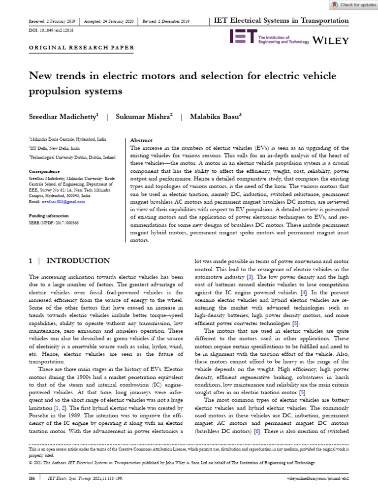 IET Electrical Syst in Trans - 2021 - Madichetty - New Trends in ...