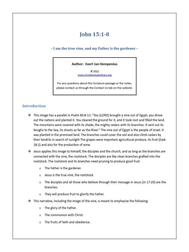 Understanding John 15:1-8: The True Vine | PDF | Gospel Of John ...