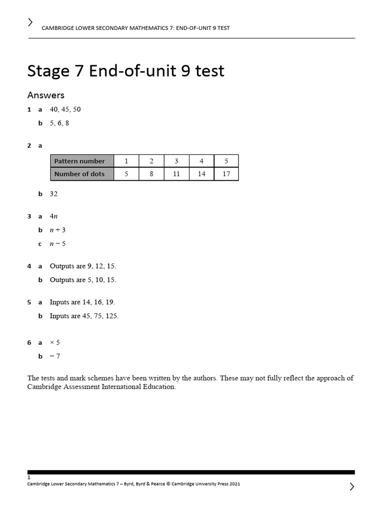 End of Unit 9 Test Answers | PDF
