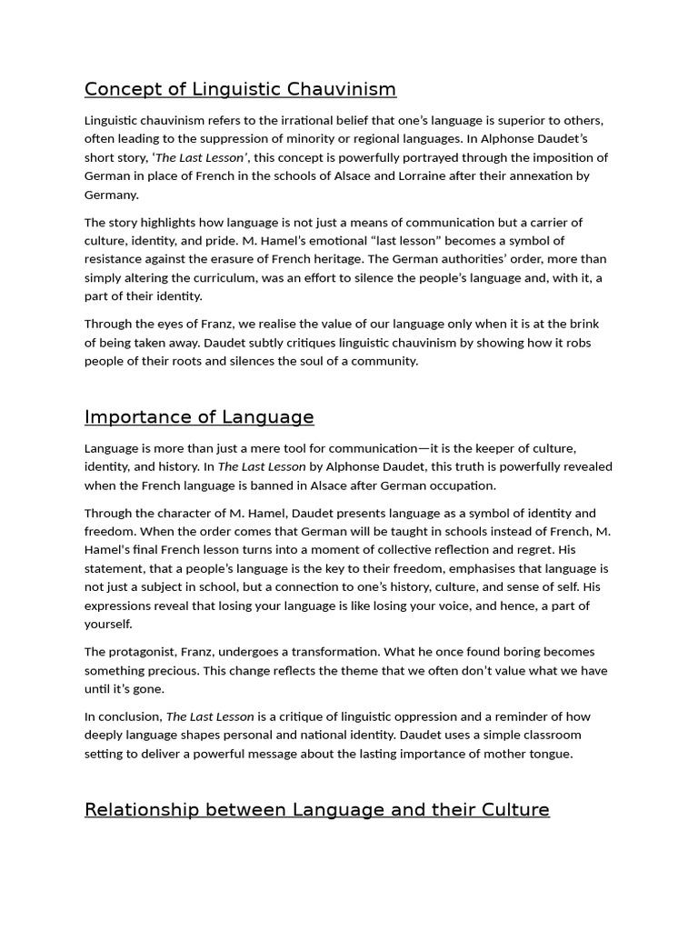 Concept of Linguistic Chauvinism | PDF | Identity (Social Science ...