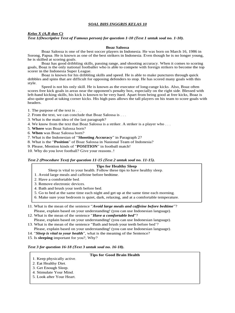 English Questions for Grade 10 Students | PDF | Sleep | Forward ...