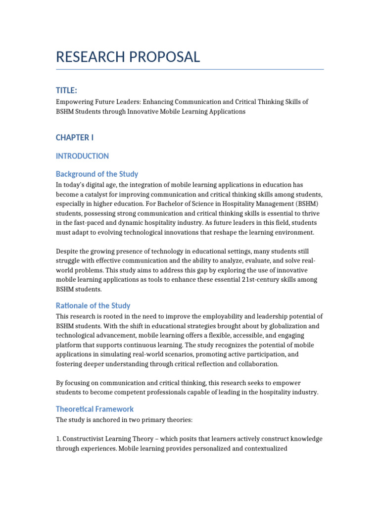 Mobile Learning for BSHM Skills Enhancement | PDF | Statistics ...