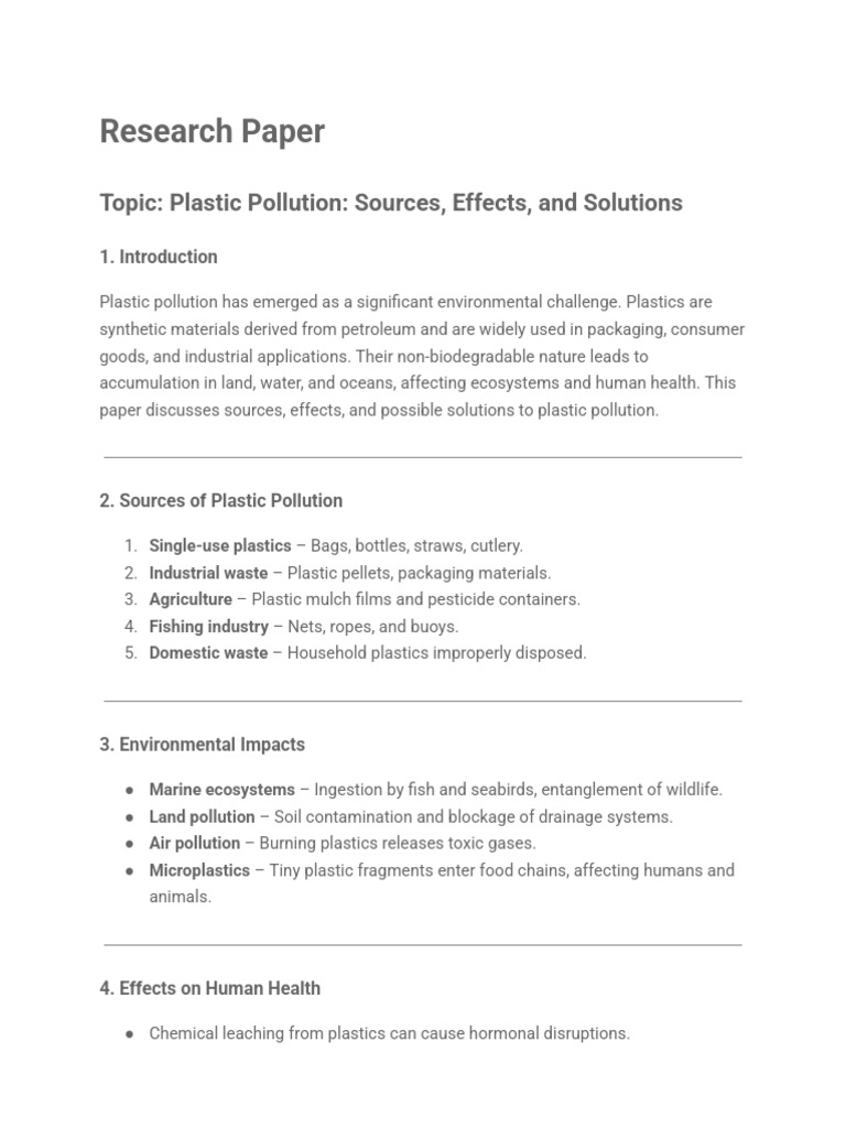 Plastic Pollution - Sources, Effects | PDF | Plastic | Pollution