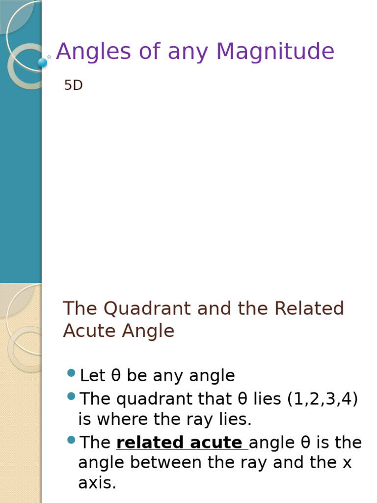 Angle of Any Magnitude | PDF | Angle | Cartesian Coordinate System