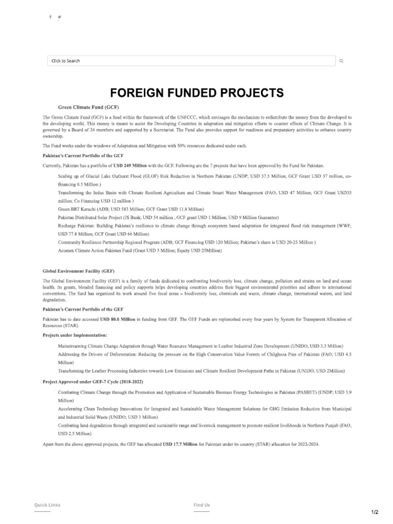 GCF GEF Projects in Pak | PDF