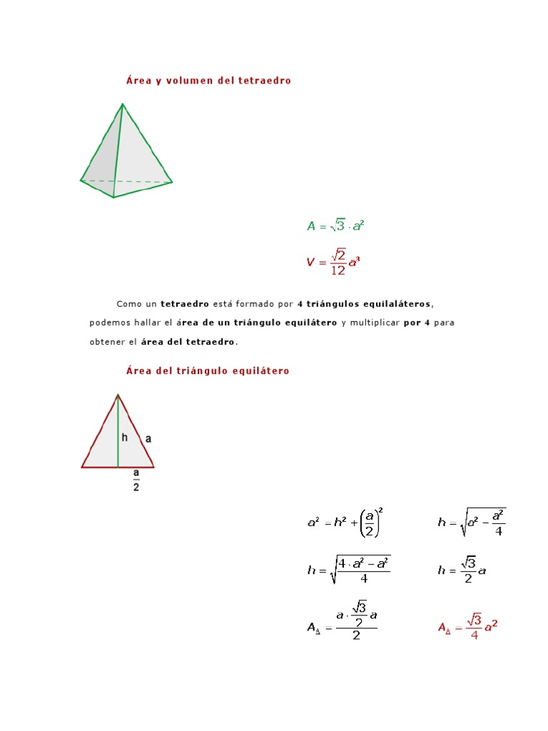 Área y Volumen Del Tetraedro | PDF | Métodos y materiales de enseñanza