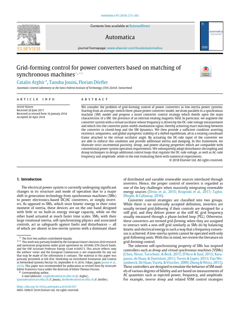 Grid-Forming Control for Power Converters | PDF | Power Inverter ...