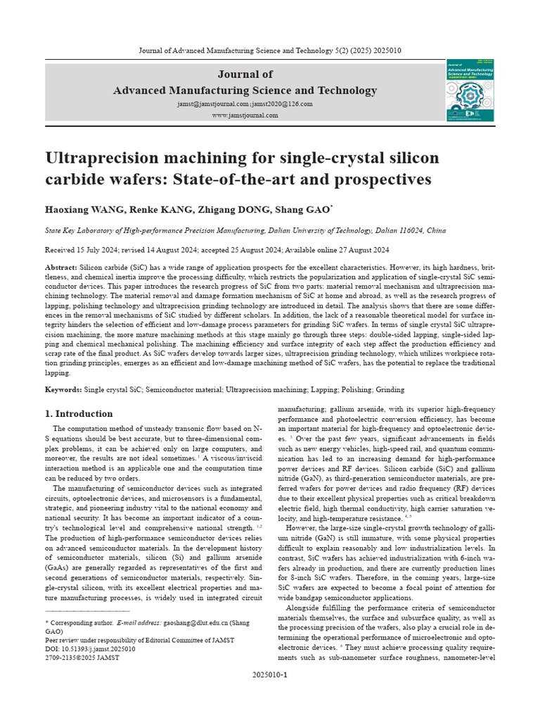 Ultraprecision Machining of SiC Wafers | PDF | Fracture | Dislocation