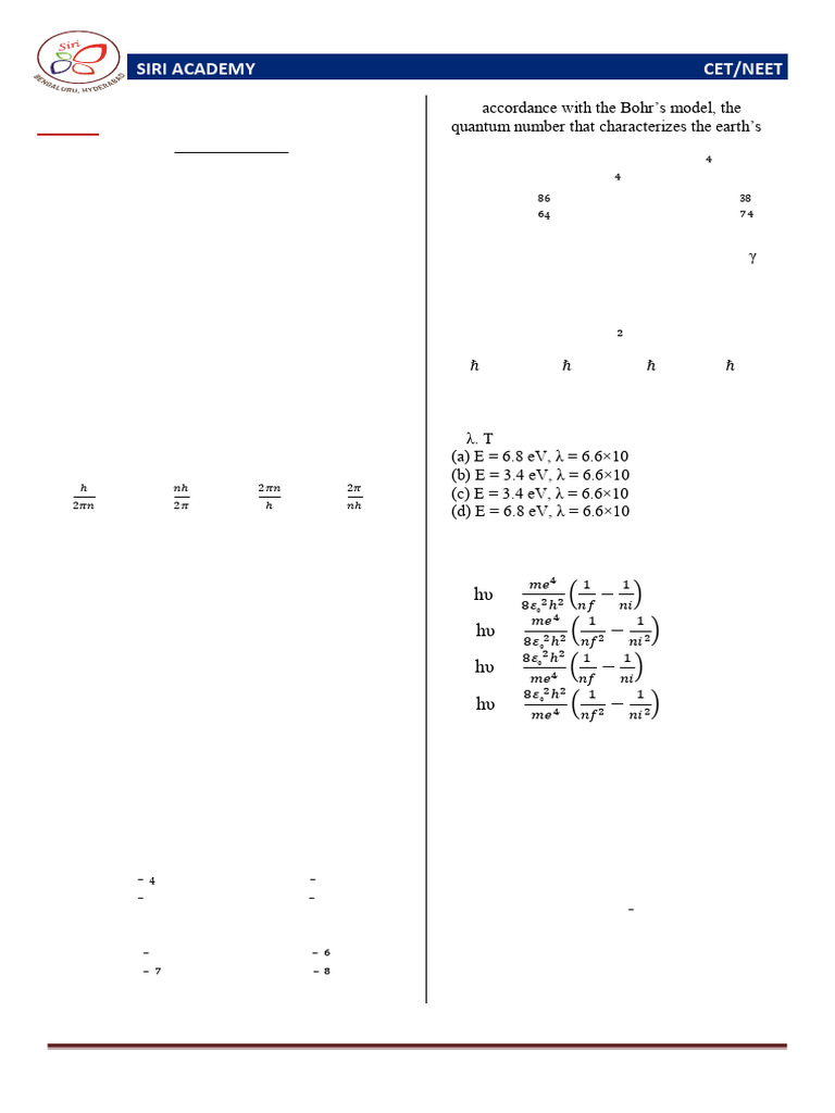 Atoms Neet Cet | PDF | Atoms | Electron