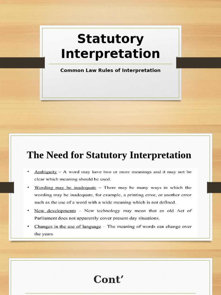 Common Law Statutory Interpretation Rules | PDF | Statutory ...