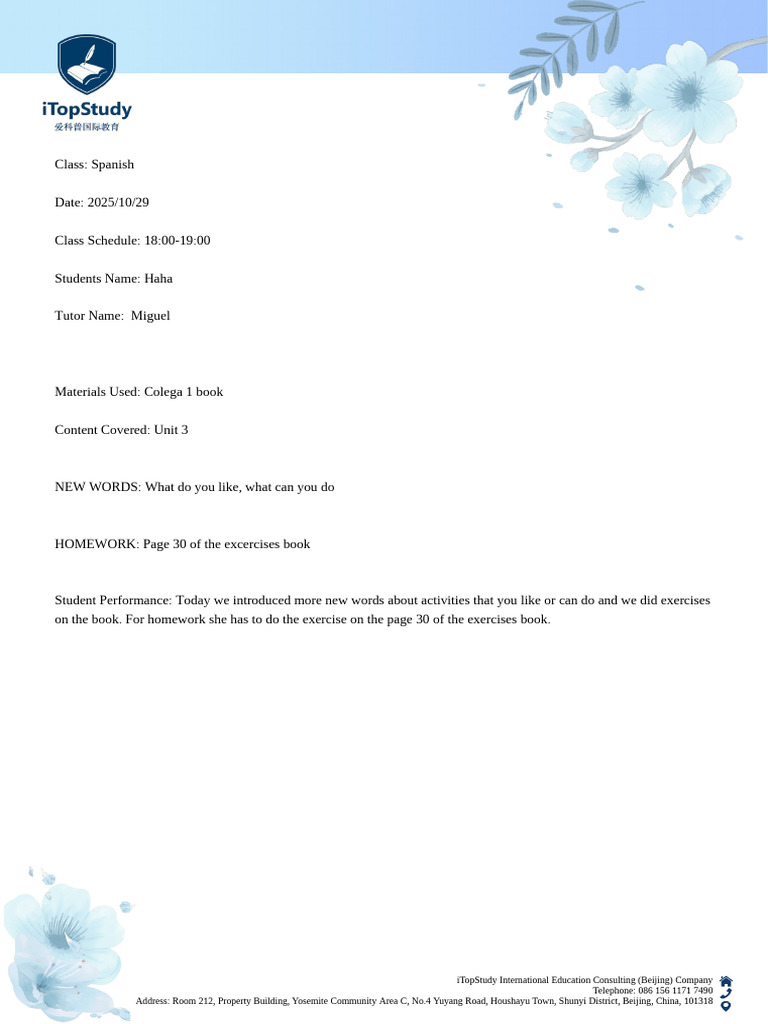Spanish Class Summary for Haha | PDF