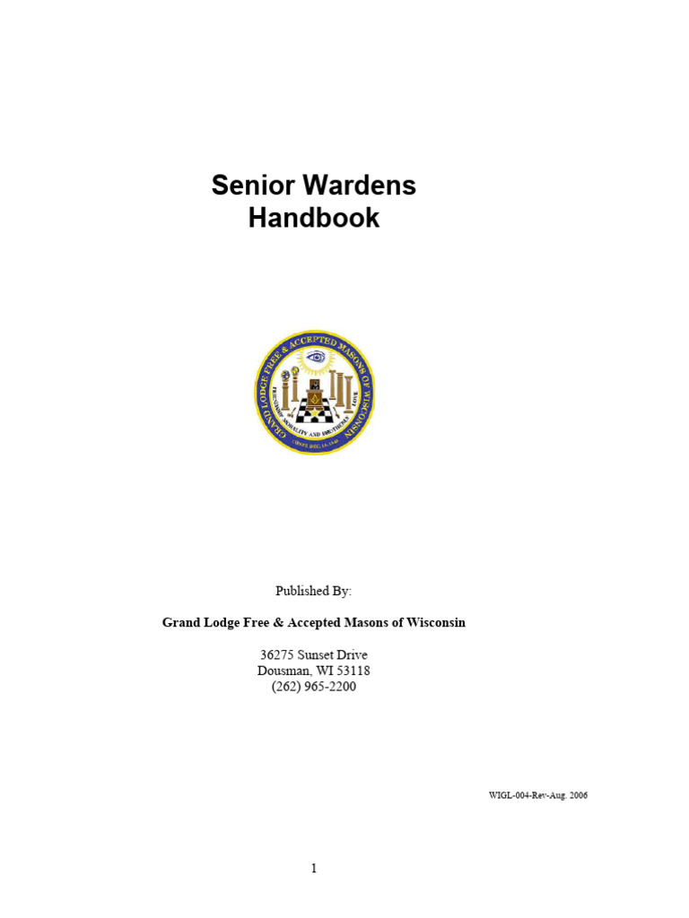 Senior Warden Handbook | PDF | Freemasonry | Masonic Lodge