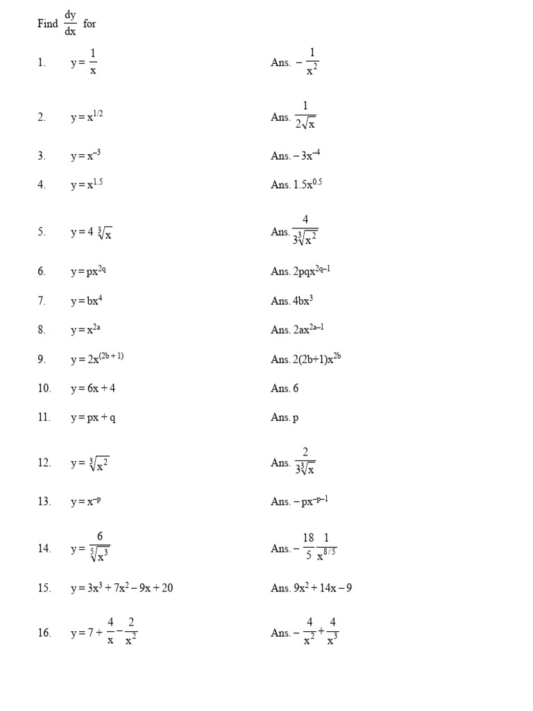 Differentiation and Integration Worksheet For Practice | PDF | Chess Openings | Chess