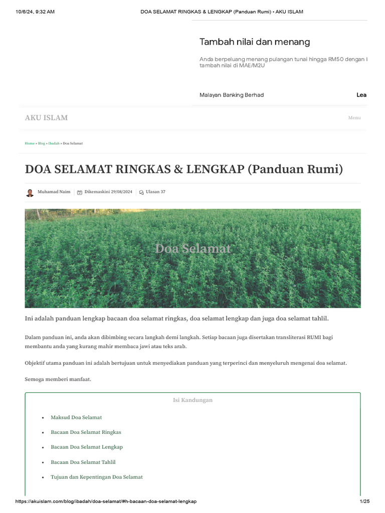 Panduan Doa Selamat Rumi Lengkap | PDF