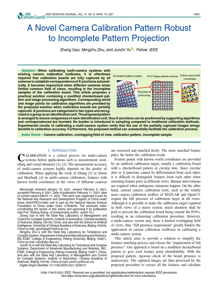 Gao 等 - 2021 - A Novel Camera Calibration Pattern Robust to Incomplete ...