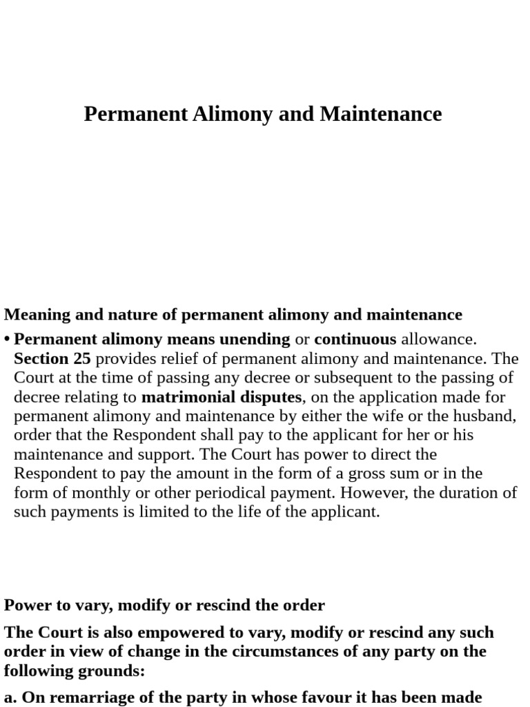 Understanding Permanent Alimony Laws | PDF | Alimony | Family