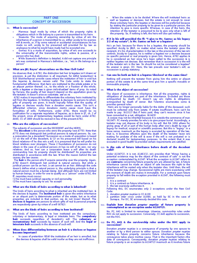 Understanding Legal Succession Principles | PDF | Will And Testament ...