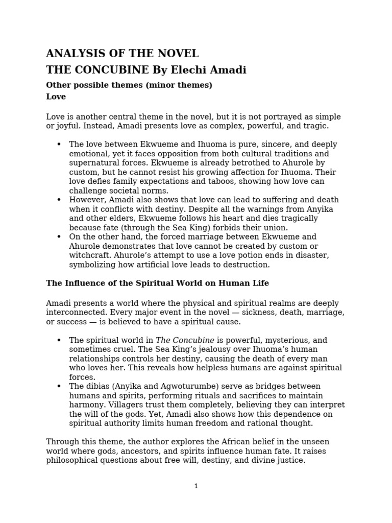 Themes in Elechi Amadi's The Concubine | PDF | Love | Jealousy
