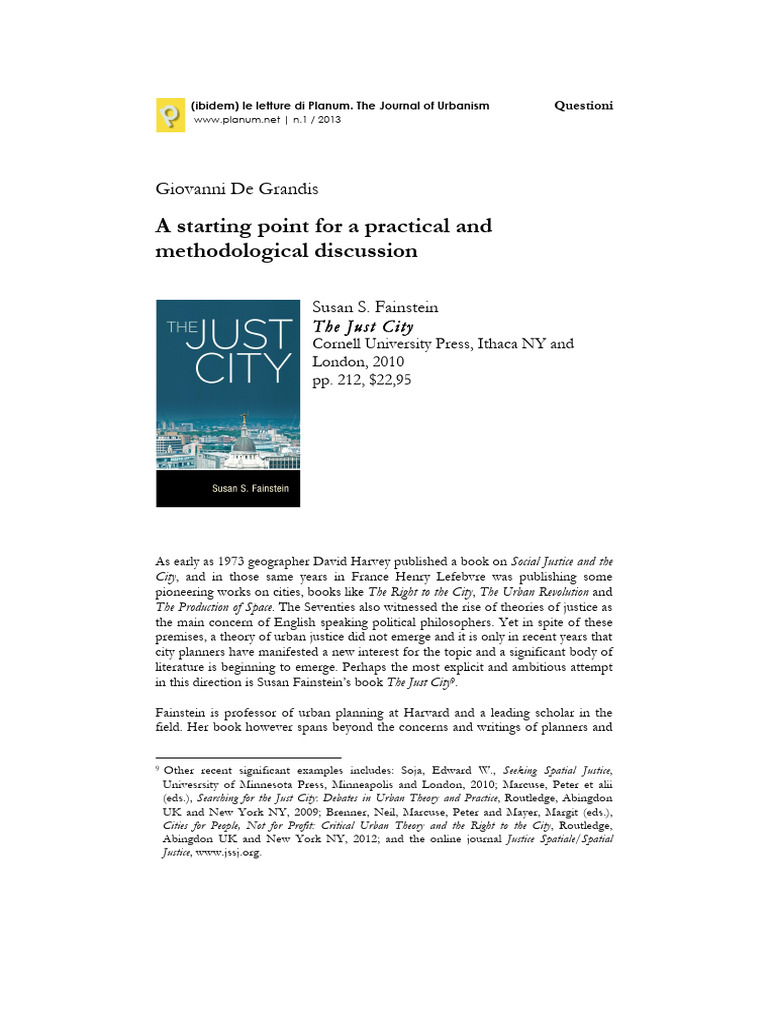 Fainstein's Urban Justice Theory Overview | PDF | Crime & Violence ...