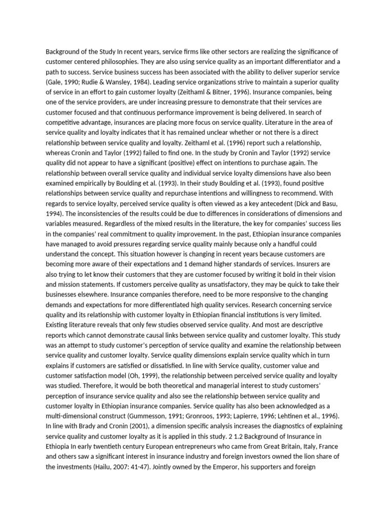 Background of The Study in Recent Years | PDF | Business