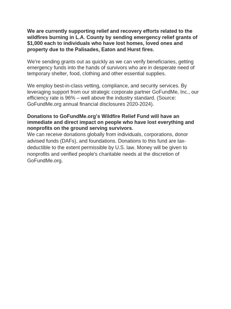 L.A. Wildfire Relief Grants and Donations | PDF