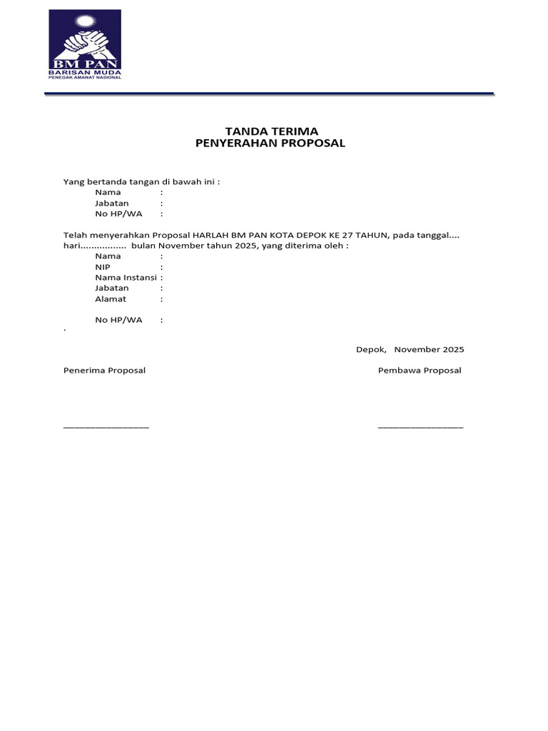Tanda Terima Penyerahan Proposal | PDF