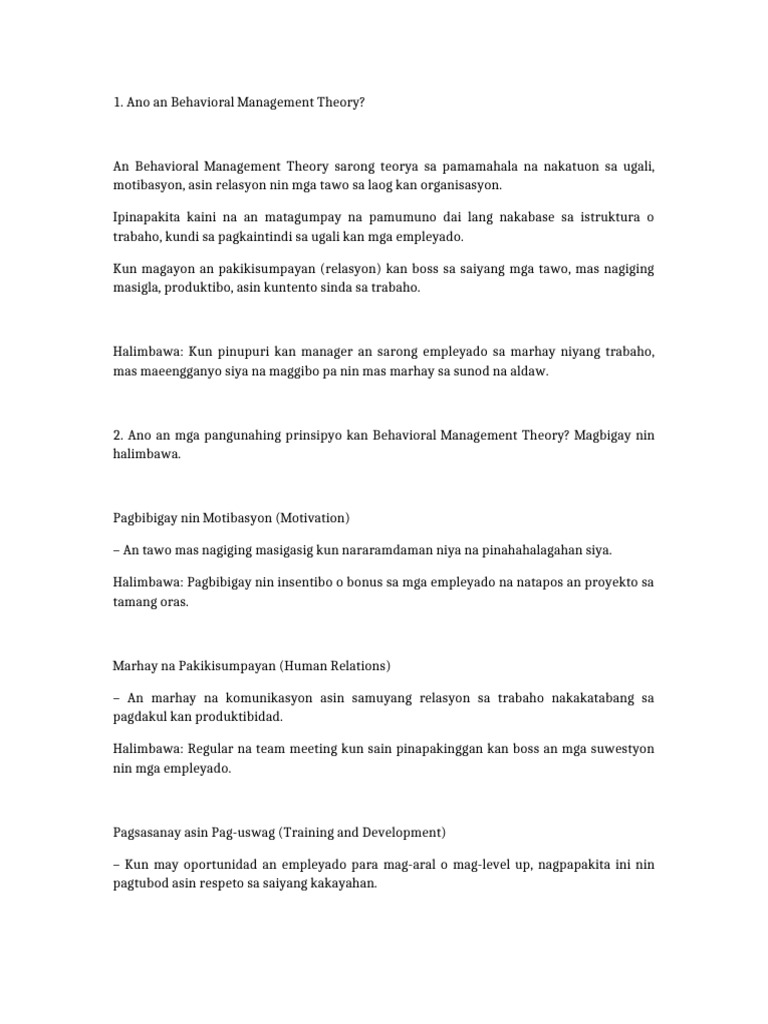 Behavioral Management Theory | PDF