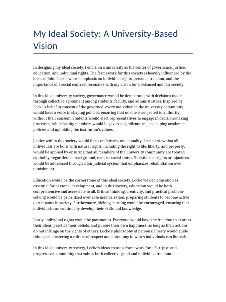 Ideal Society Univ Vision | PDF