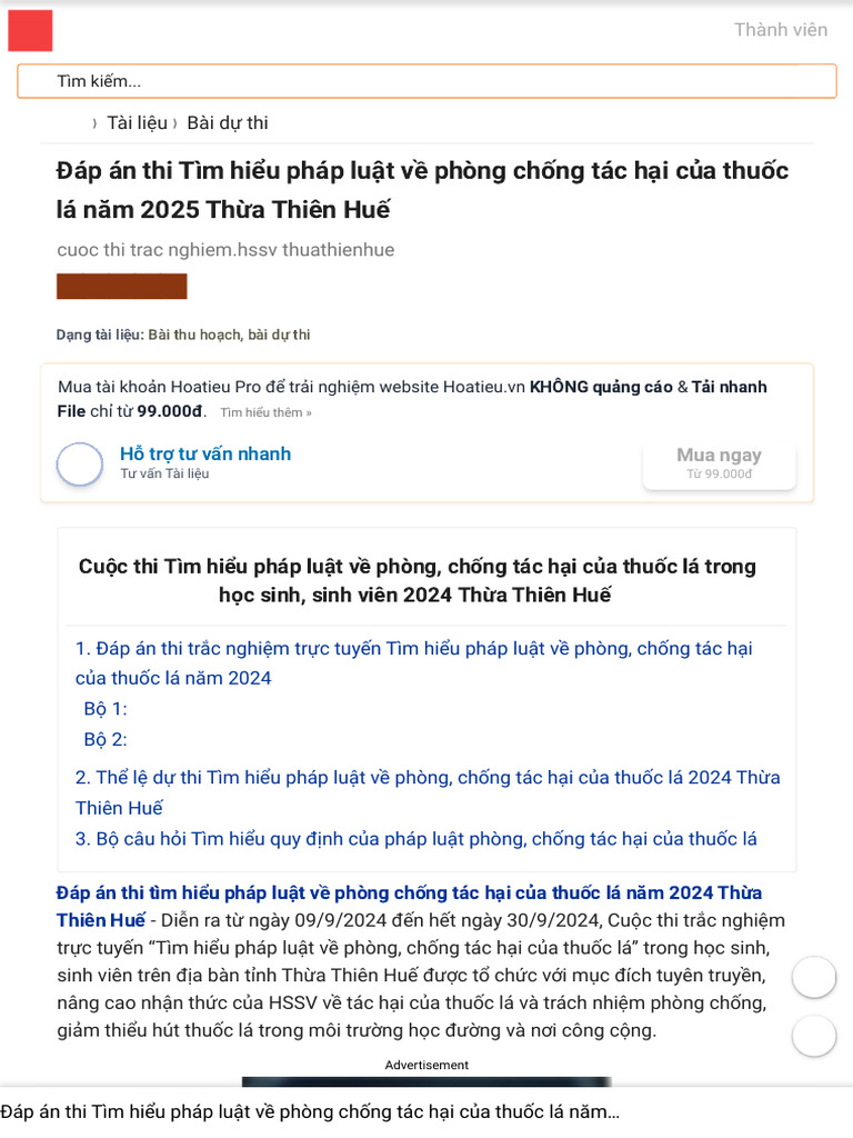 Đáp Án Thi Tìm Hiểu Pháp Luật Về Phòng Chống Tác Hại Của Thuốc l | PDF
