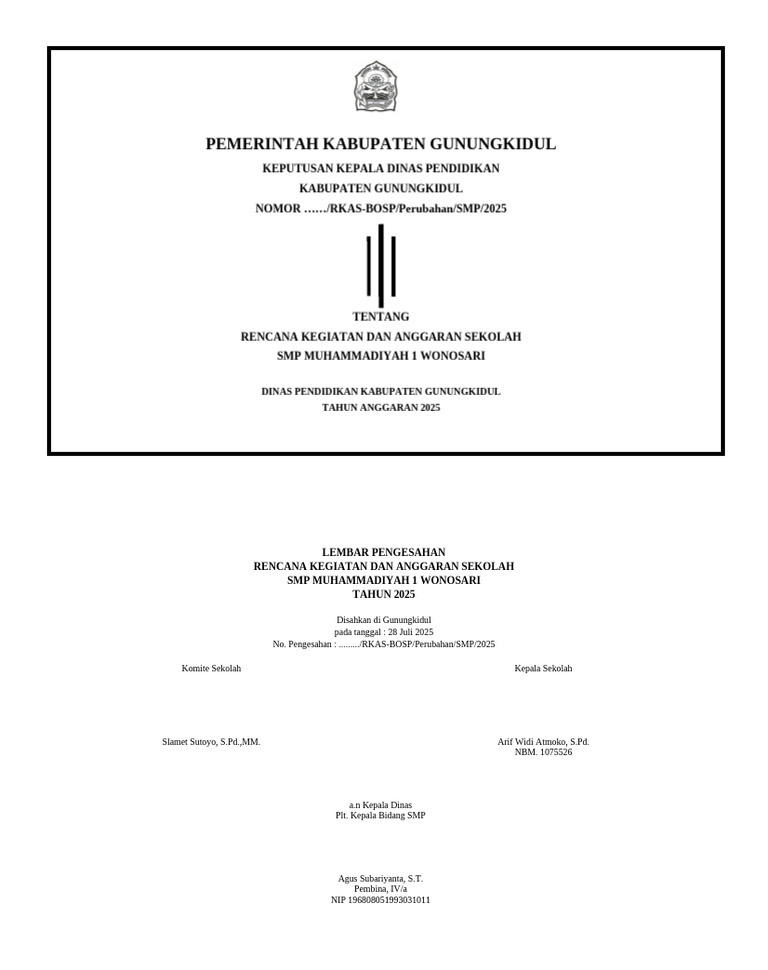Cover & Lembar Pengesahan Rkas Perubahan - 2025 | PDF