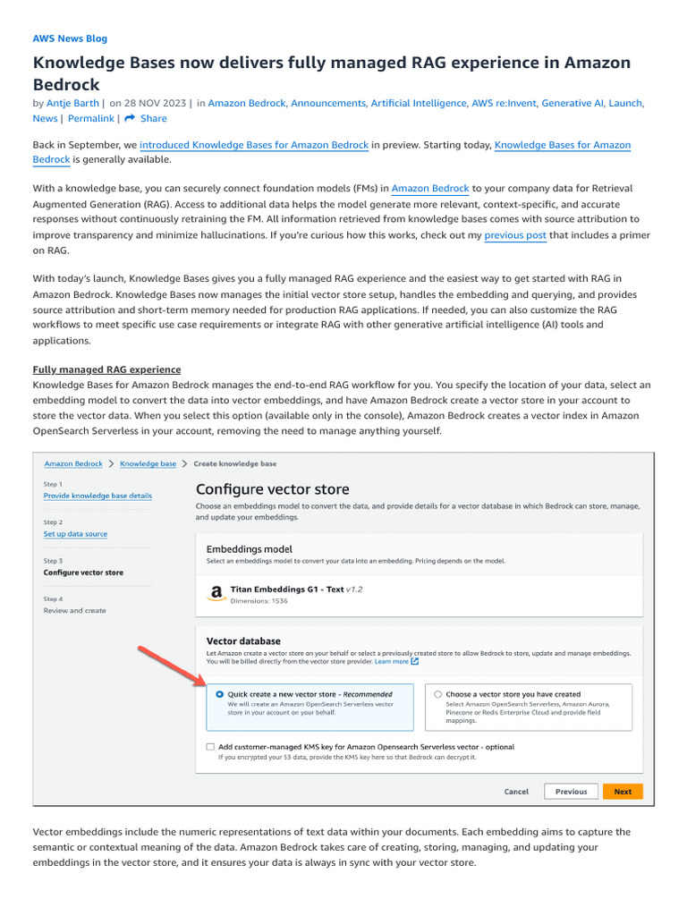 Knowledge Bases Now Delivers Fully Managed RAG Experience in Amazon ...