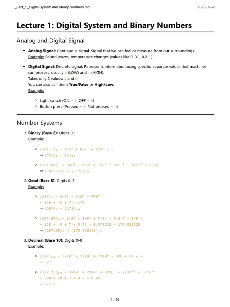 Digital Systems & Binary Numbers Basics | PDF | Binary Coded Decimal ...