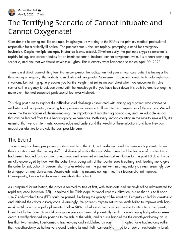 Managing Cannot Intubate Scenarios | PDF | Clinical Medicine ...