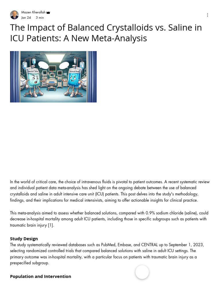The Impact of Balanced Crystalloids vs. Saline in ICU Patients - A New ...
