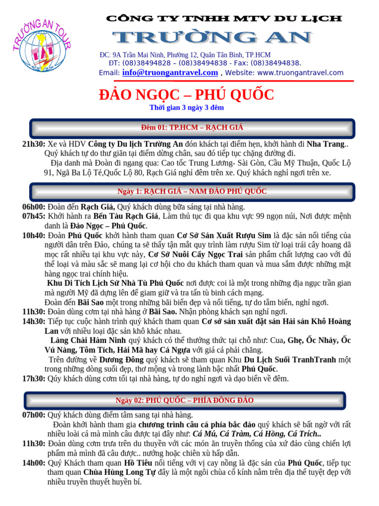 Tour Program - Phu Quoc | PDF