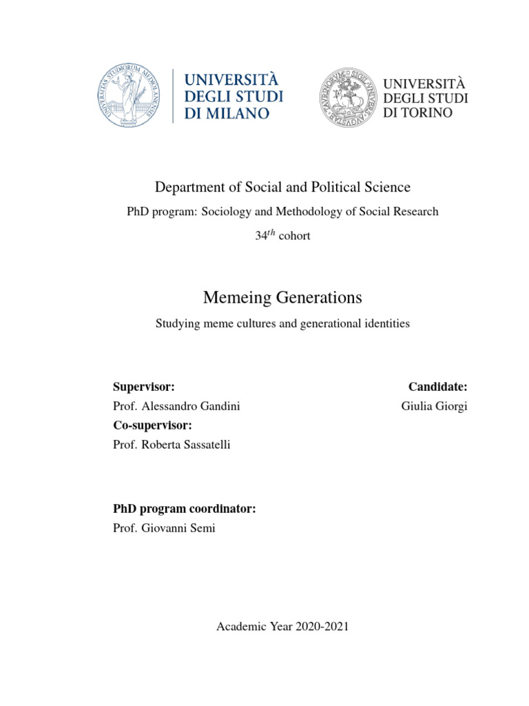 Giorgi PhD Manuscript Memeing Generations | PDF | Meme