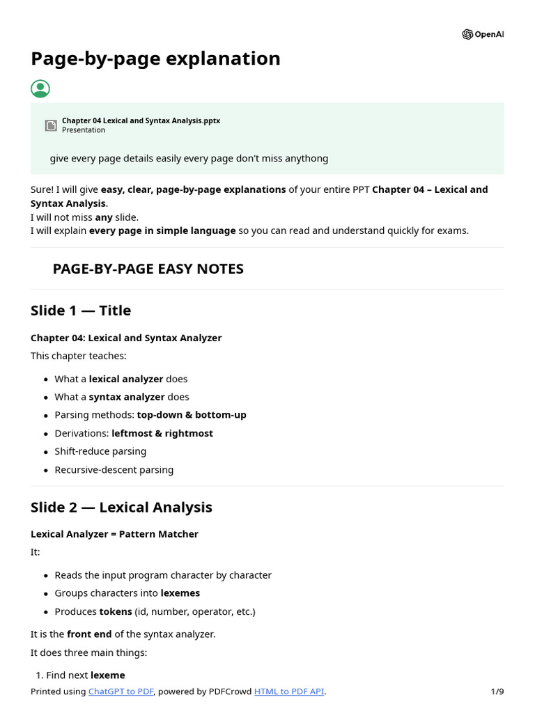 Page by Page Explanation | PDF | Parsing | Syntax