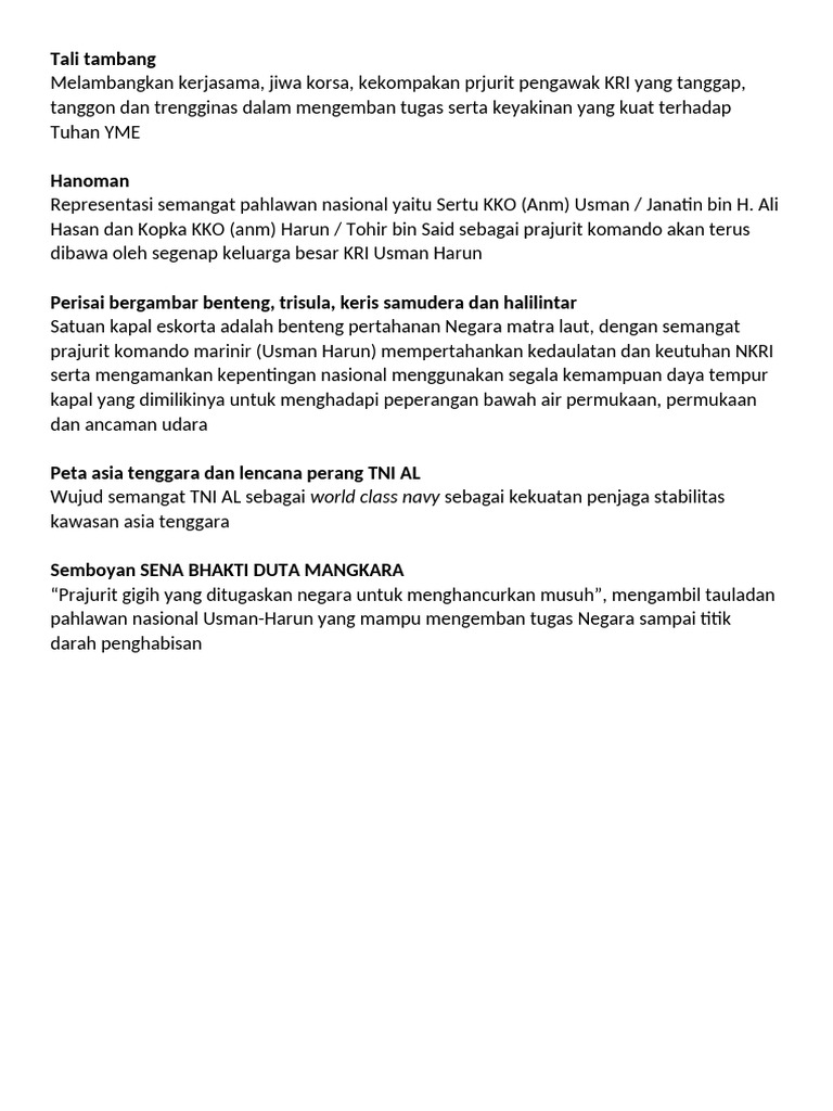 Simbol Semangat Prajurit KRI Usman Harun | PDF