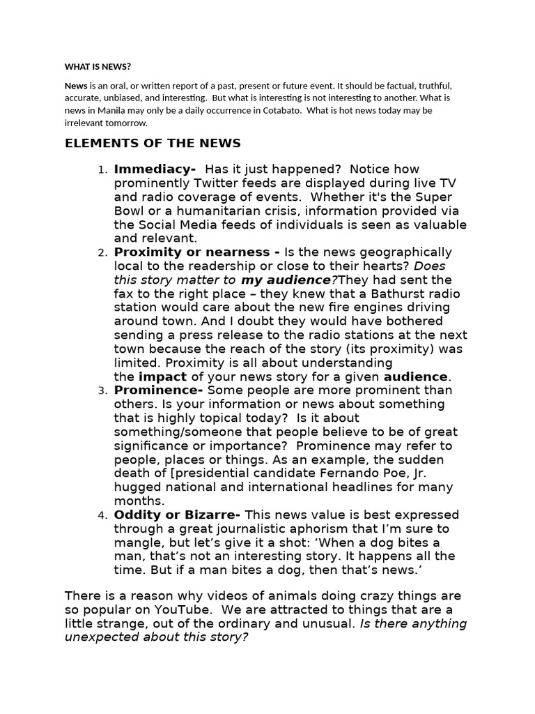 Understanding News and Its Elements | PDF | News | Adverb