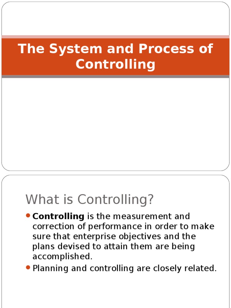 Principles of Management The System and Process of Controlling GTU MBA ...