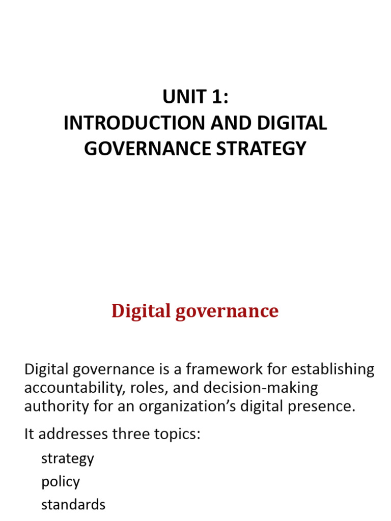 Digital Governance Strategy Overview | PDF | Governance | Risk